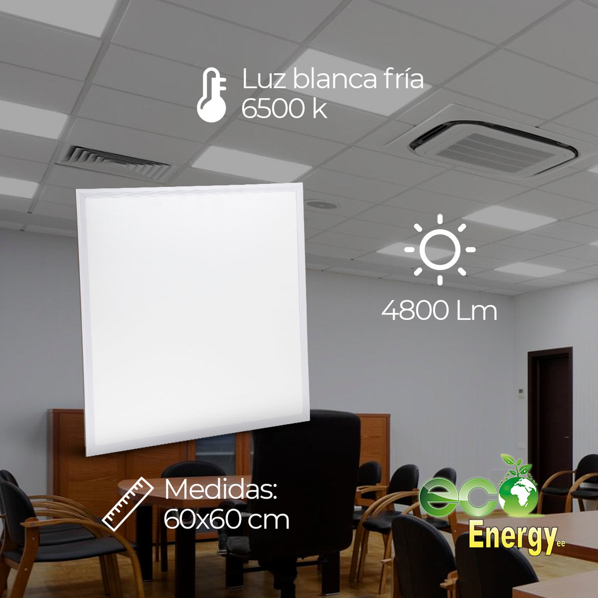 Panel LED de Plafón 48W 60x60 | Luz blanca fría — Eco Energy Mexico