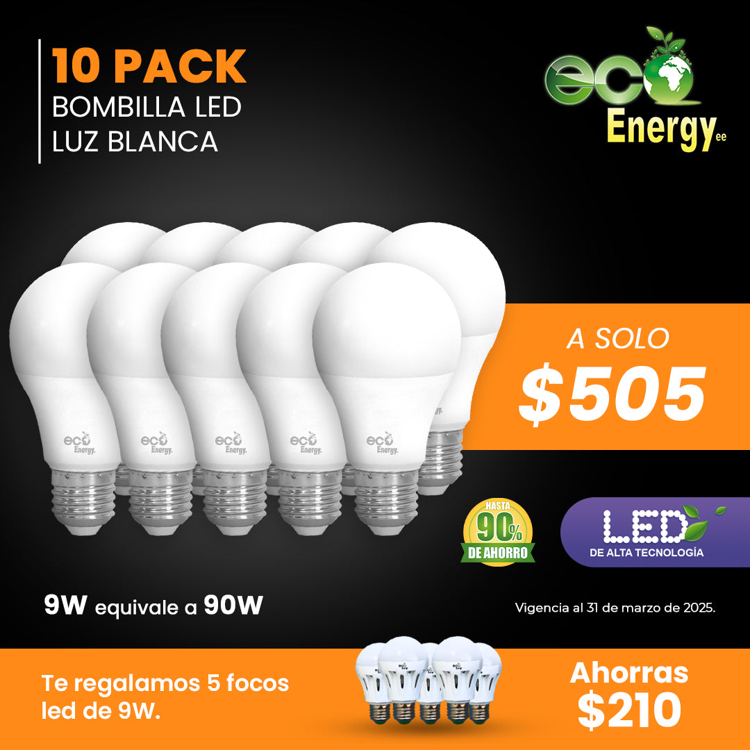 10 Pack de Bombillas LED Luz Blanca — Eco Energy Mexico